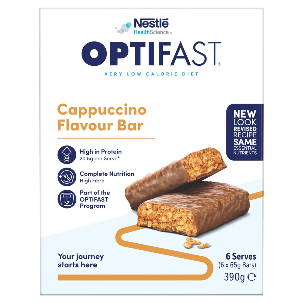 Optifast VLCD Cappuccino Flavour Bar 65g x 6 Bars (EXP: 30/10/2025) – Regents Park Pharmacy ONLINE
