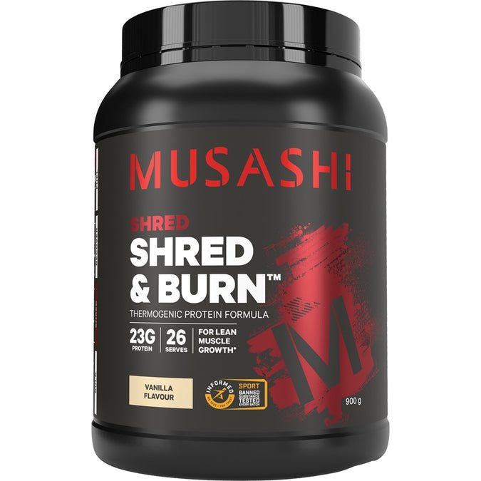 Musashi Shred & Burn Protein Vanilla Milkshake 900g – Regents Park ...