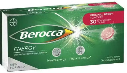 Berocca Energy Original Berry Flavour Effervescent Tablets 30 Pack ...