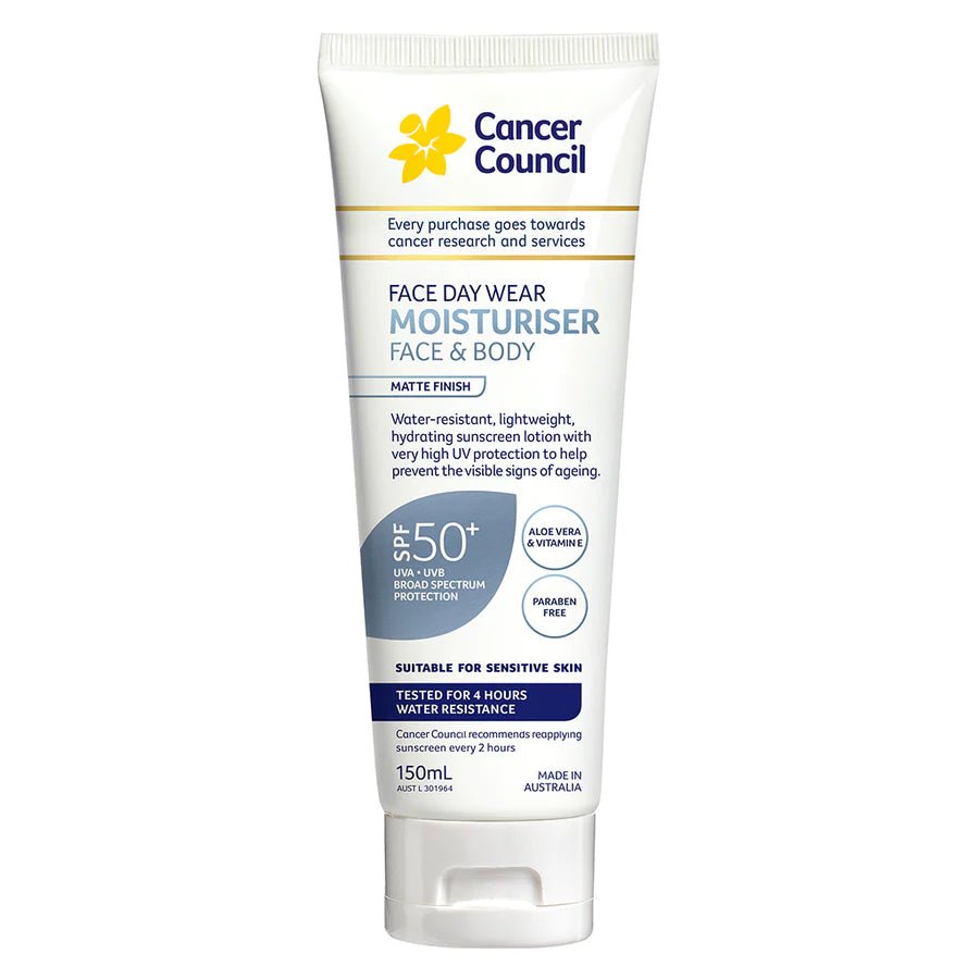 Cancer Council Face Day Wear Moisturiser Water Resistant SPF50+ 150ml ...