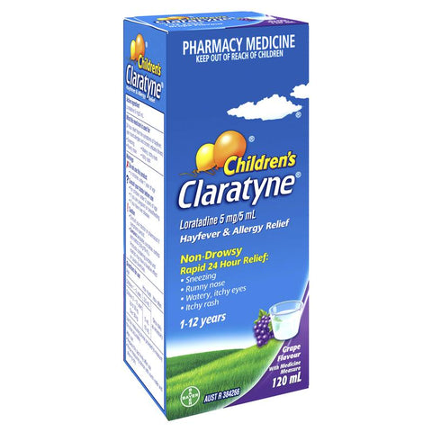 Claratyne Children's Allergy & Hayfever Relief Syrup Grape Flavour 60m ...