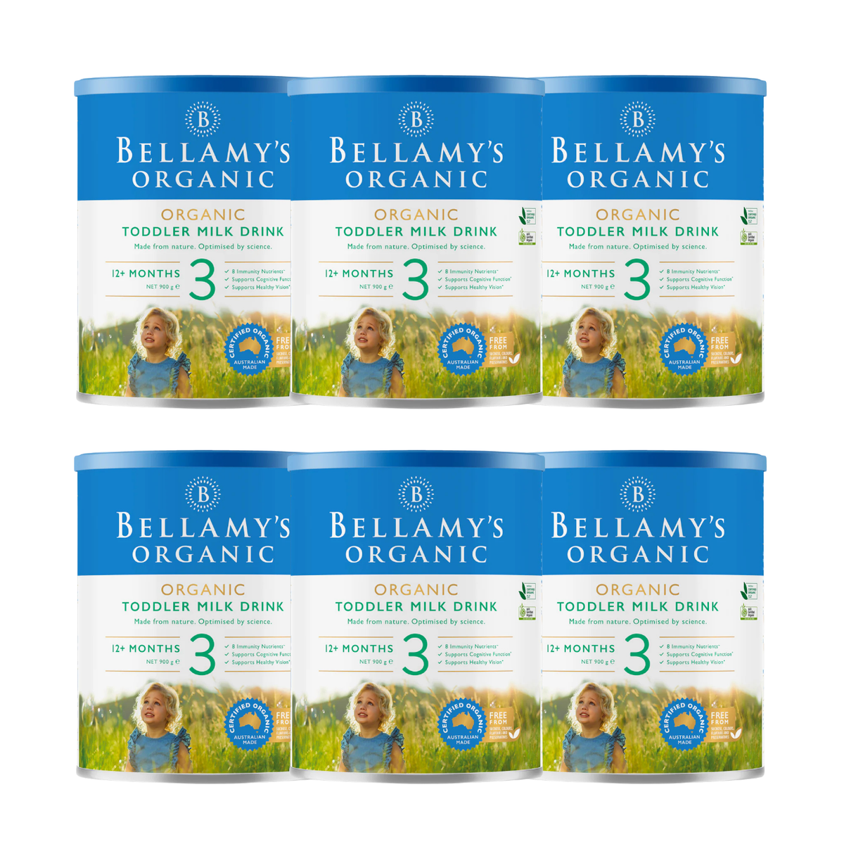 Bellamy's Organic Step 3 Toddler Milk Drink 12+ Months 900g X 6 BUNDLE ...