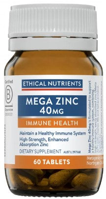 Ethical Nutrients Mega Zinc 40mg 60 Tablets – Regents Park Pharmacy ONLINE