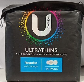 U by Kotex Ultrathins Regular with Wings 14 Pads – Regents Park ...