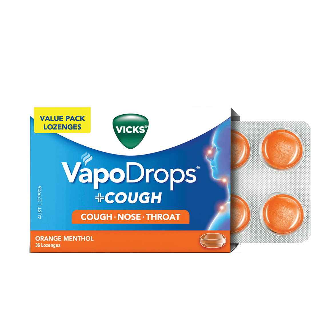 Vicks VapoDrops + Cough Orange Menthol 36 Lozenges – Regents Park ...