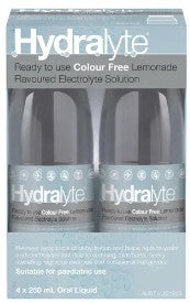 Hydralyte Colour Free Lemonade Flavoured Electrolyte Solution 4 x 250m ...