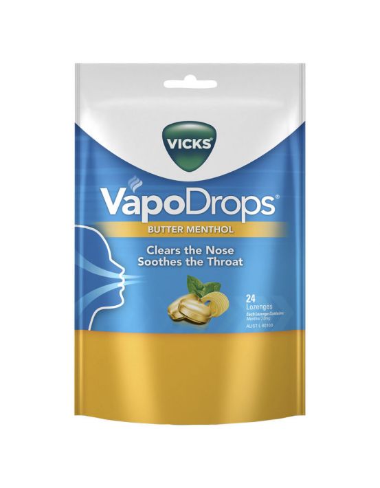 Vicks VapoDrops Butter Menthol Lozenges 24 Pack – Regents Park Pharmacy ...