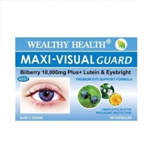 Wealthy Health Maxi Visual Guard Bilberry 10000mg Plus+ Lutein & Eyebr ...